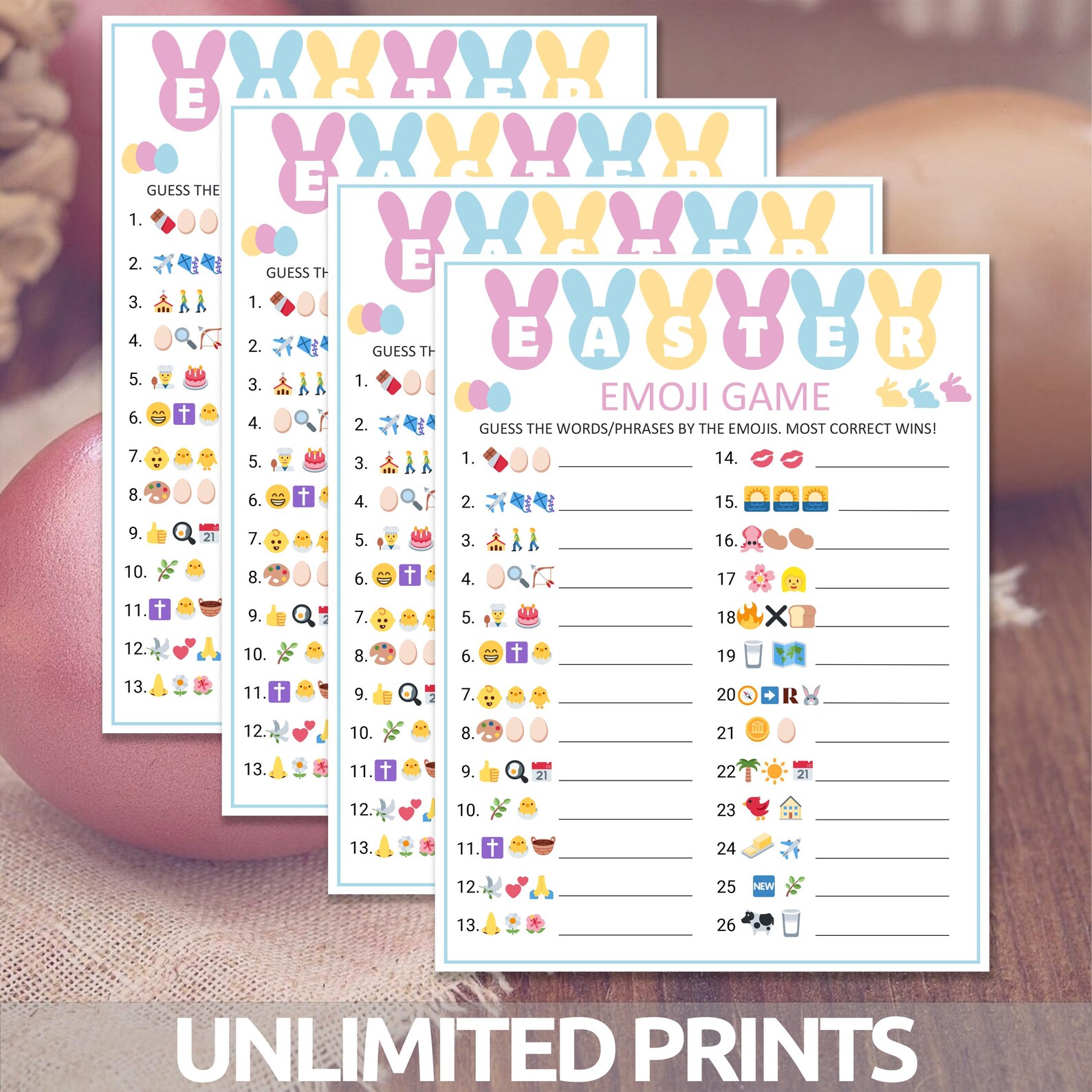 Easter Emoji Pictionary Game | Easter Emoji Game | Printable Easter ...
