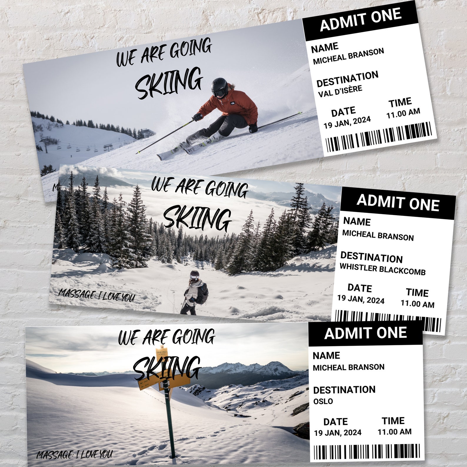 Editable Skiing Pass Ticket Template | Skiing Pass Ticket | Printable ...