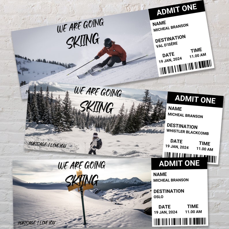 Editable Skiing Pass Ticket Template Skiing Pass Ticket Printable ...