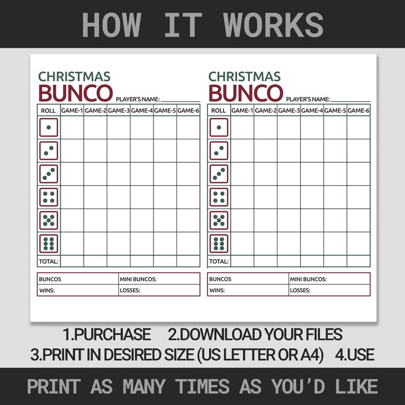 Christmas Bunco Bundle | Minimal Bunco Game | Printable Christmas Party ...