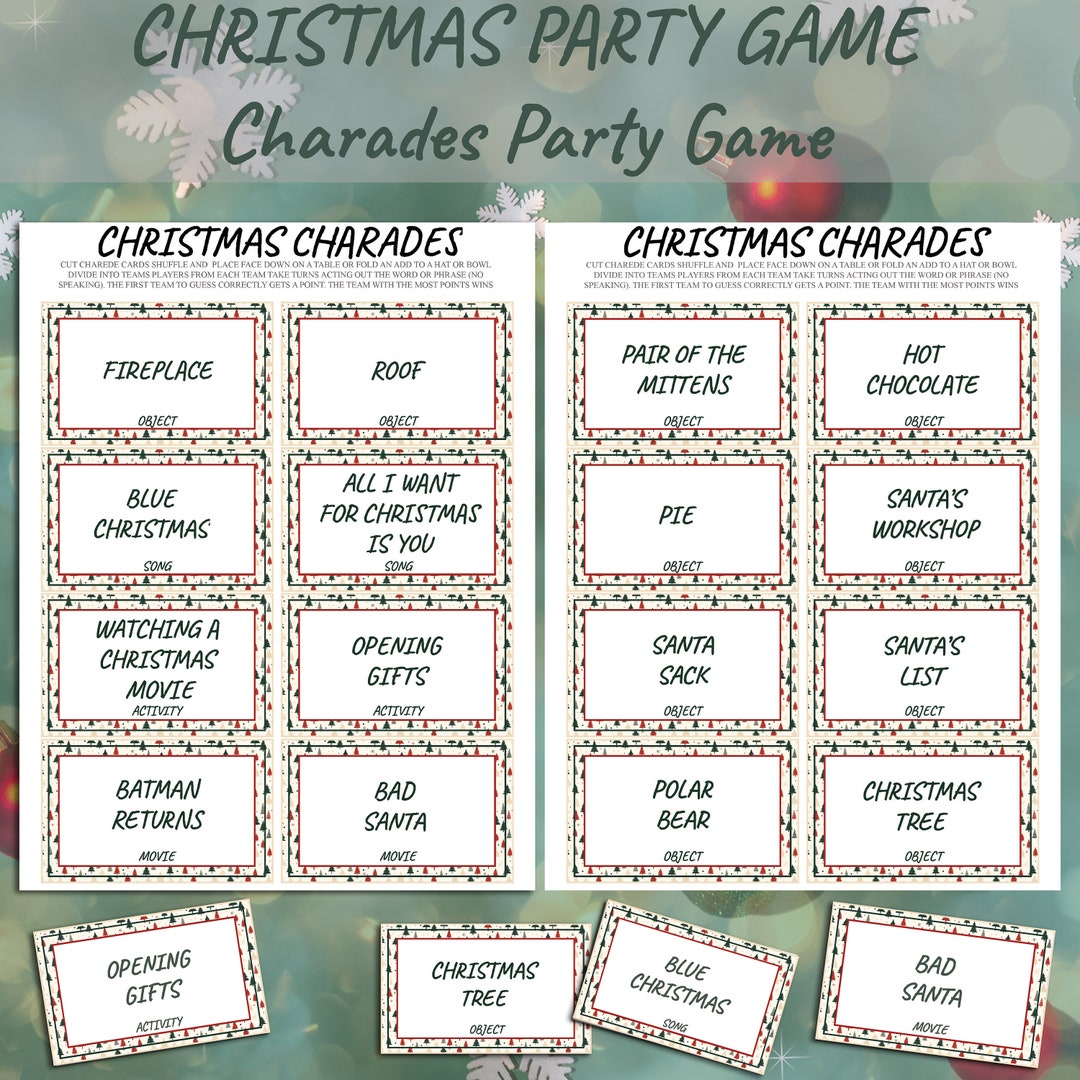 Christmas Party Games Christmas Charades Christmas - Etsy