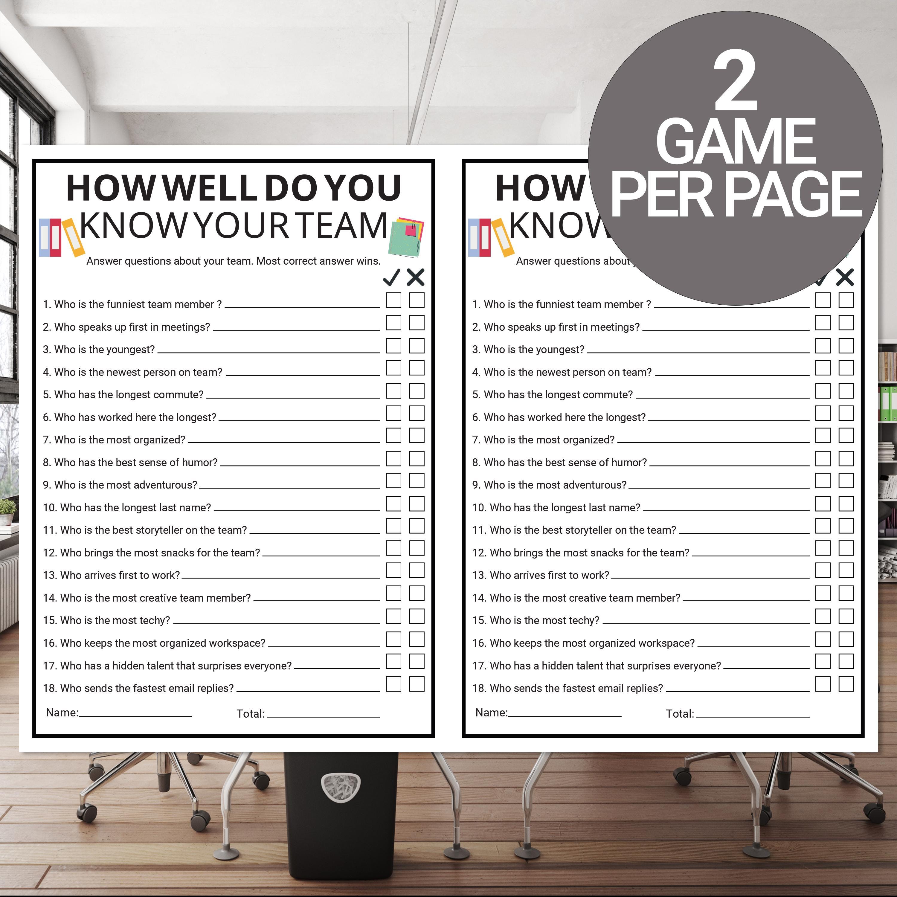 Editable Office Trivia Team Building Games | Custom Team Building Games ...