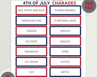 Fourth of July Charades Game | 4th of July Printable Games ...