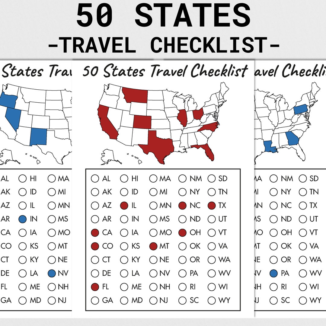 50 US States Checklist 50 States Challenge United States Map Planner ...