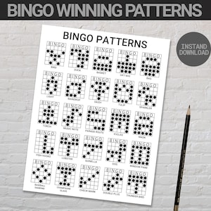 200 Bingo Patterns | Printable Fun Bingo Party Game | Bingo Winning ...