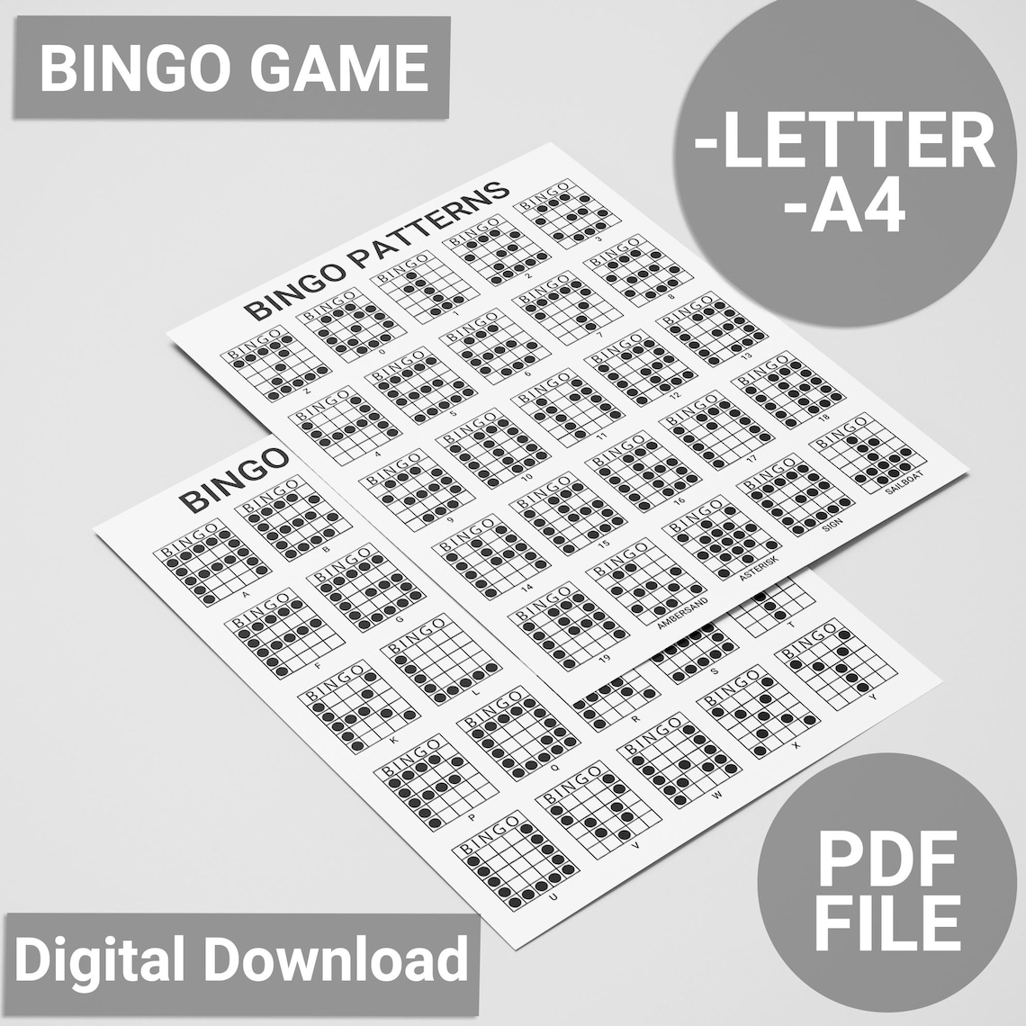 200 Bingo Patterns | Printable Fun Bingo Party Game | Bingo Winning ...
