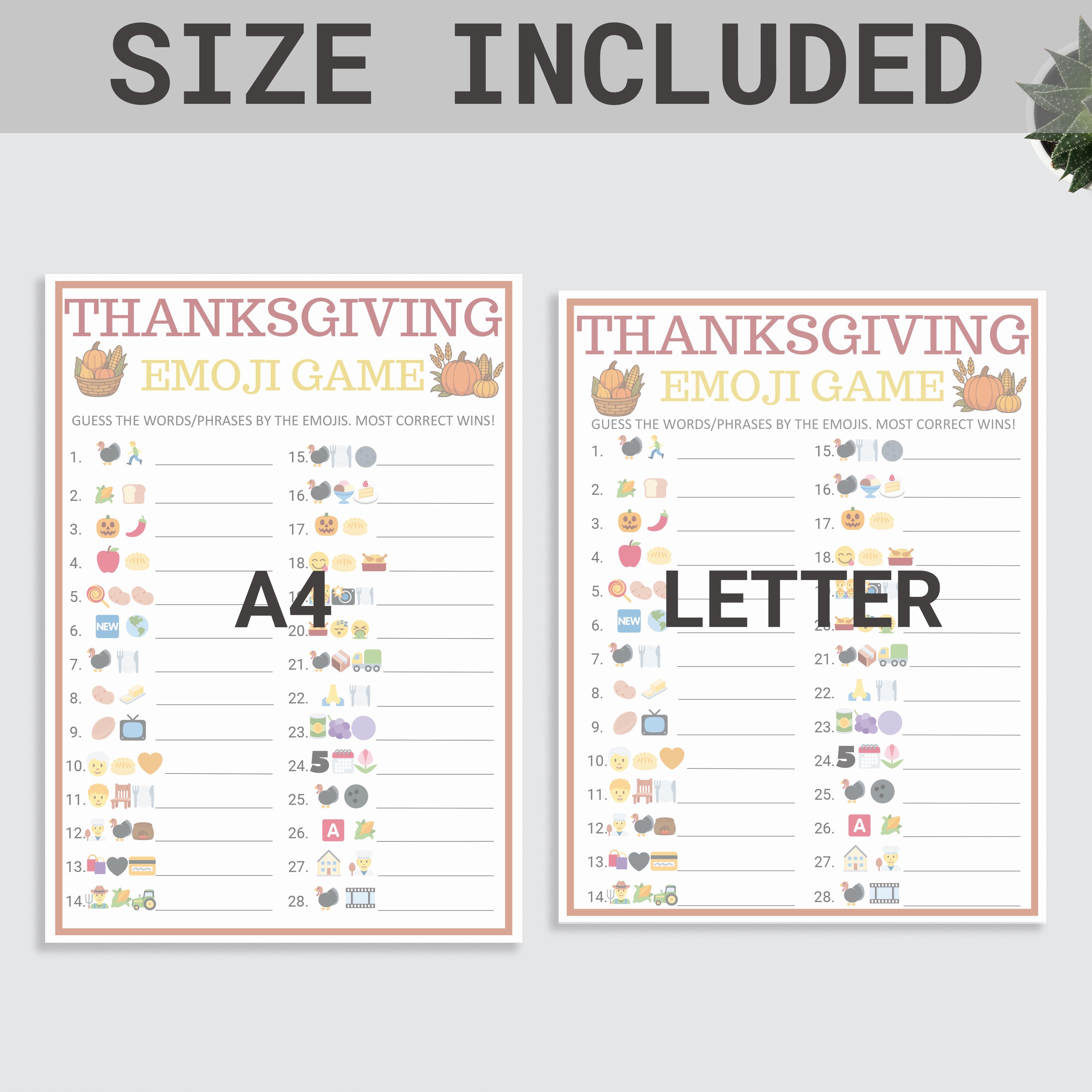 Thanksgiving Emoji Pictionary Game | Printable Thanksgiving Game ...