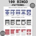 100 Bingo Patterns Printable Fun Bingo Party Game Bingo Winning ...