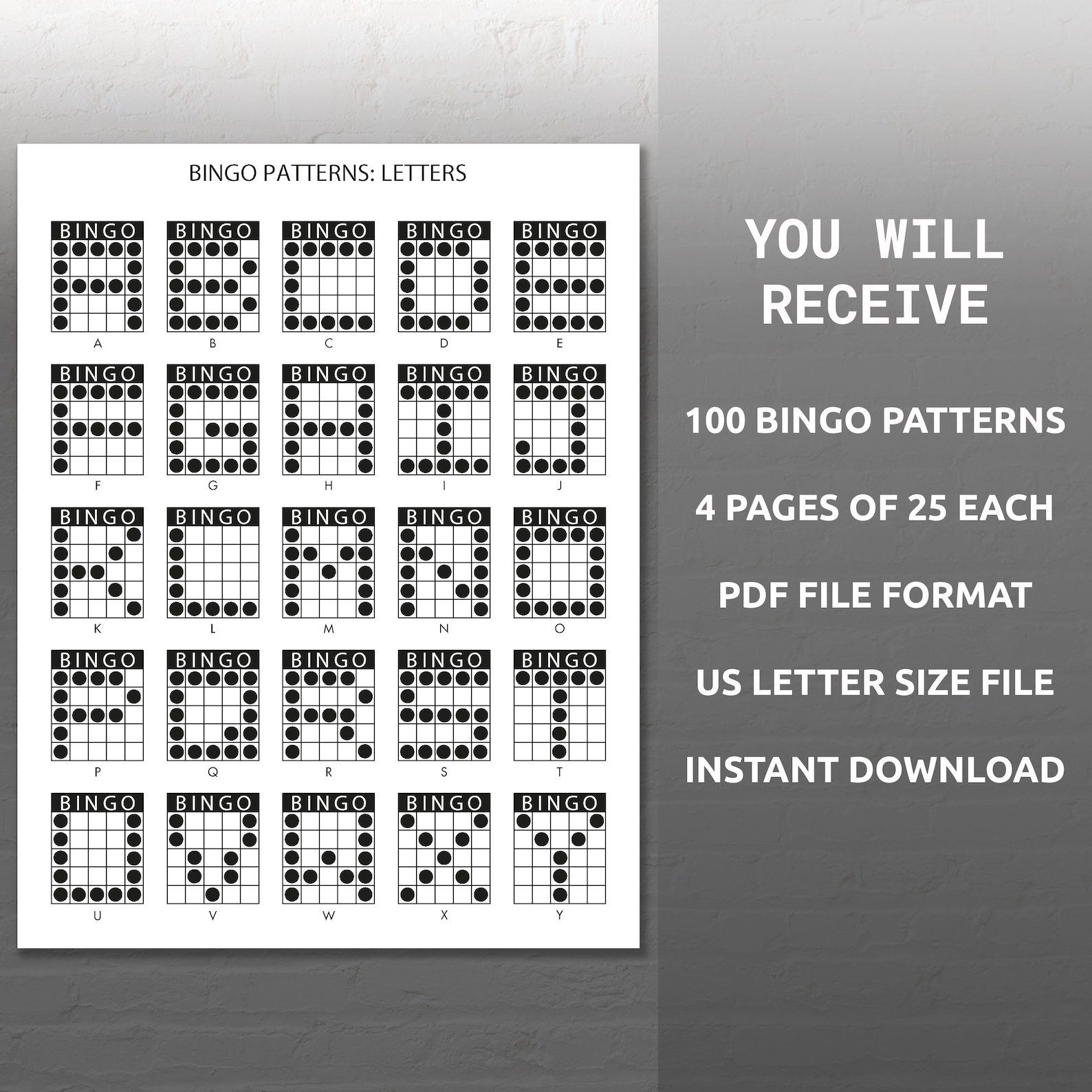 100 Bingo Patterns | Printable Fun Bingo Party Game | Bingo Winning ...
