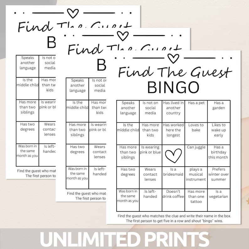 Baby Shower Find the Guest Bingo | Baby Shower Party Game | Minimalist ...