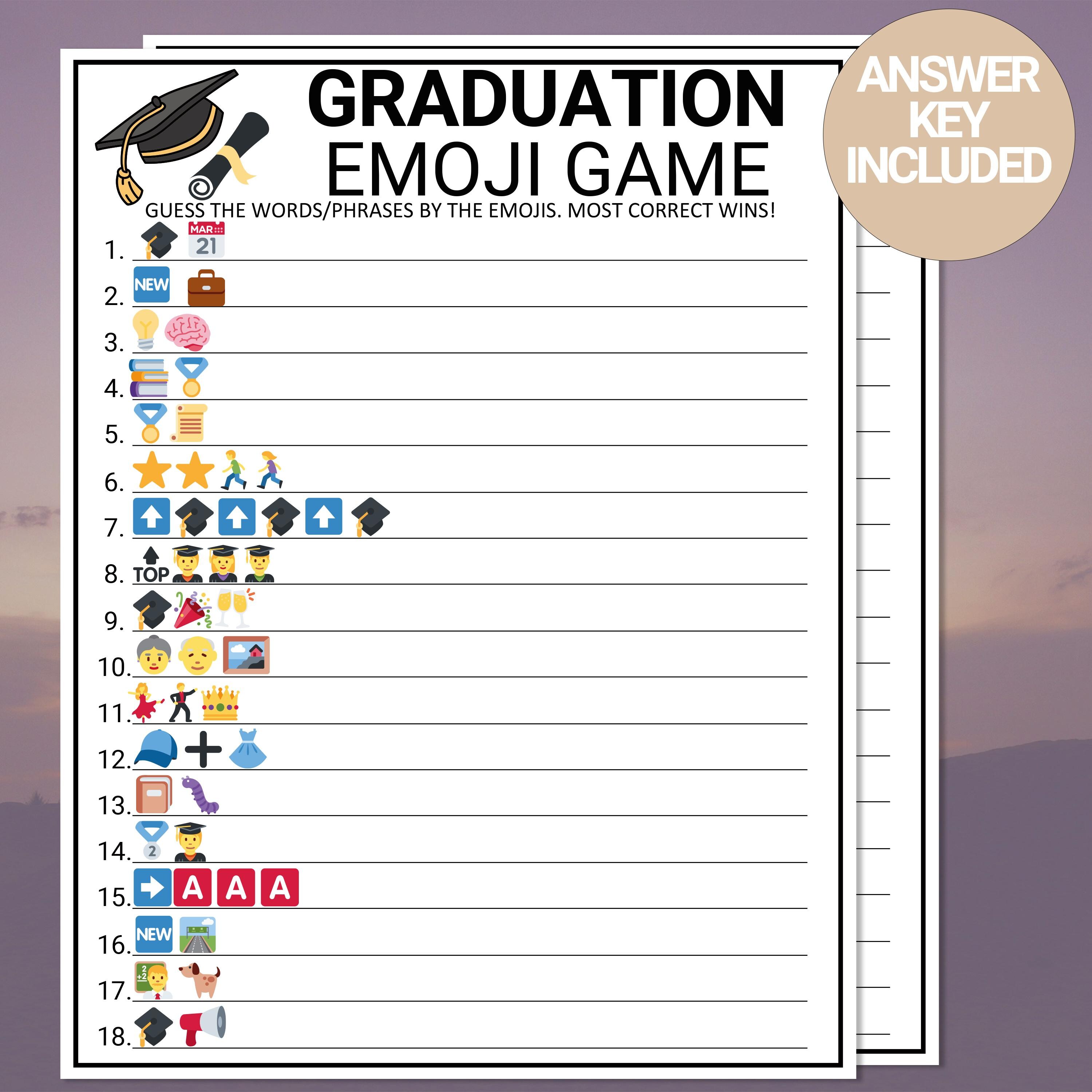 Graduation Emoji Pictionary Game | Printable Graduation Party Game ...