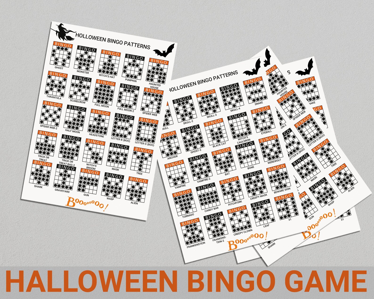Halloween Bingo Patterns | Printable Halloween Bingo Party Game | 50 ...