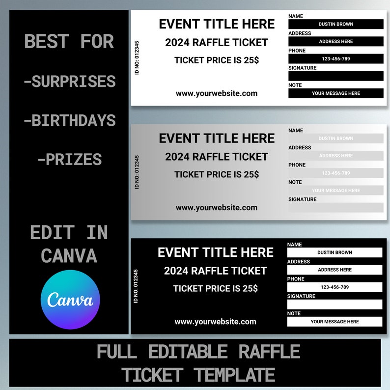 Editable Raffle Ticket Template | Printable Raffle Ticket | Surprise ...