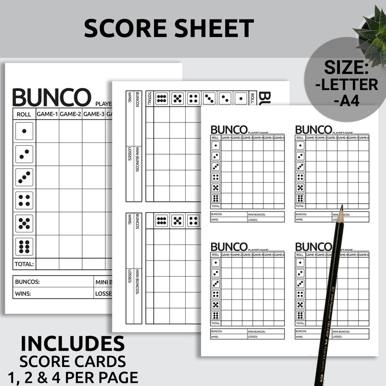 Printable Bunco Game Bundle | Bunco Game | Minimalist Bunco Printable ...
