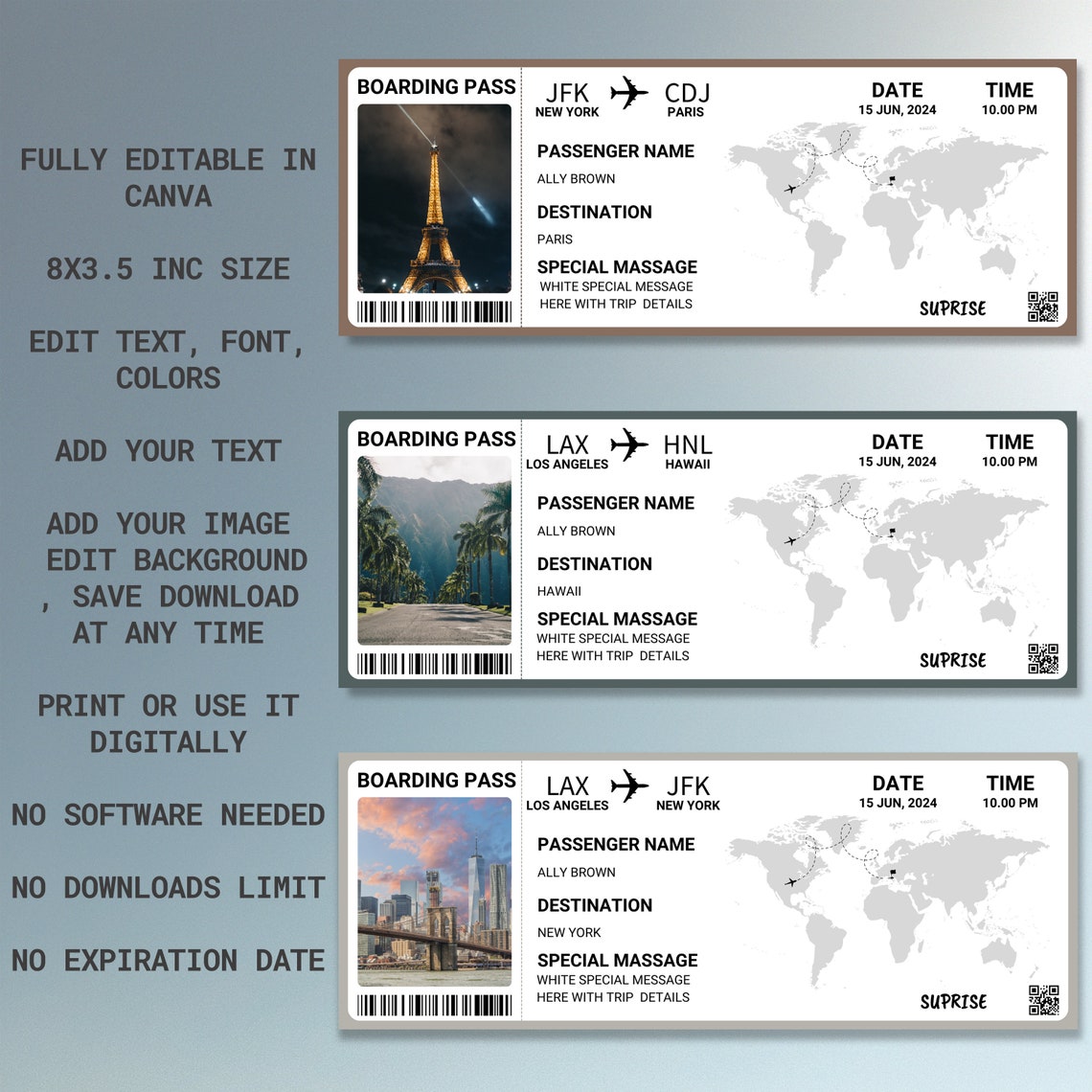 Editable Boarding Pass Template Printable Airline Ticket Boarding Pass ...