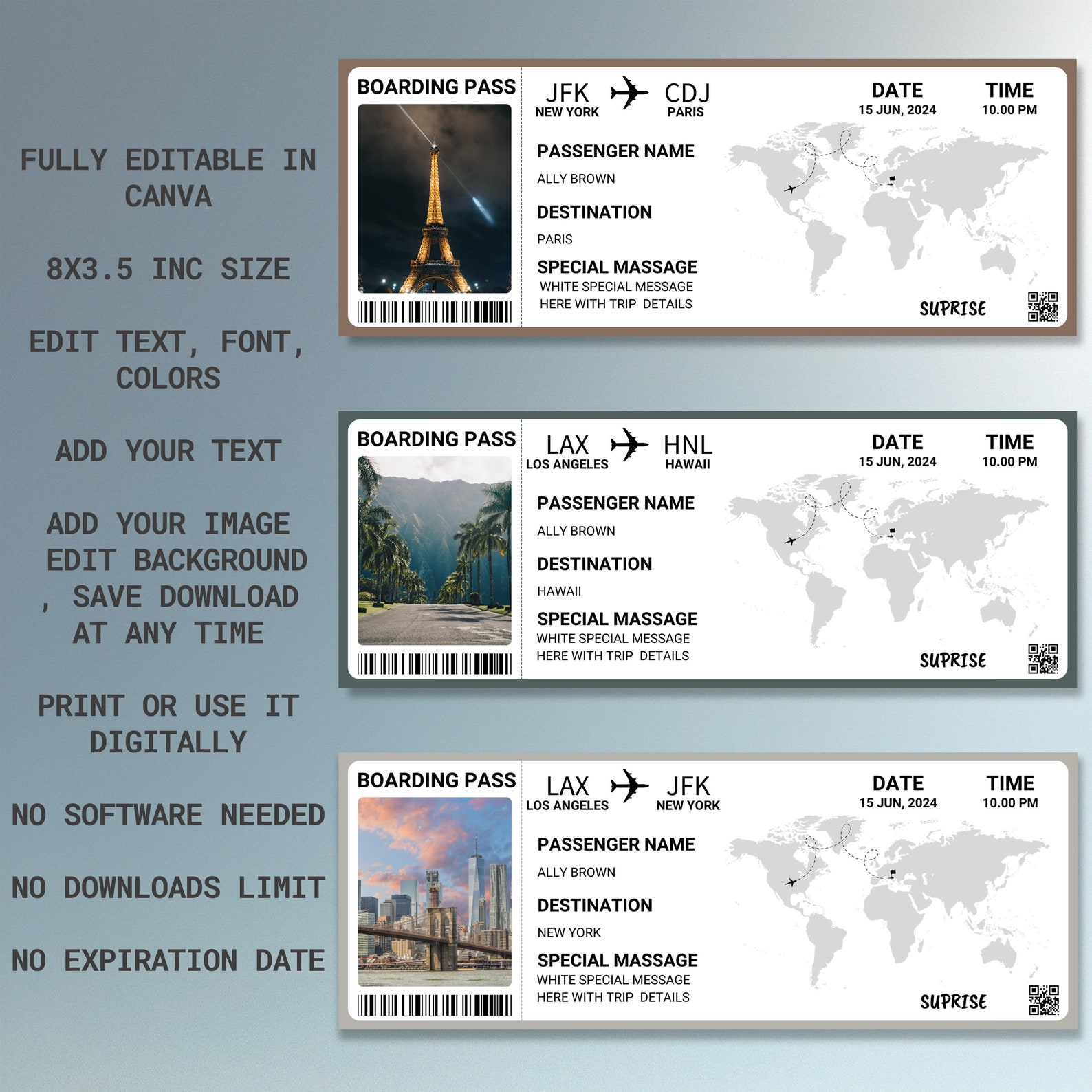 Editable Boarding Pass Template Printable Airline Ticket Boarding Pass ...