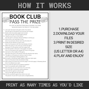 Book Club Pass the Prize Game | Book Club Pass the Gift Game ...