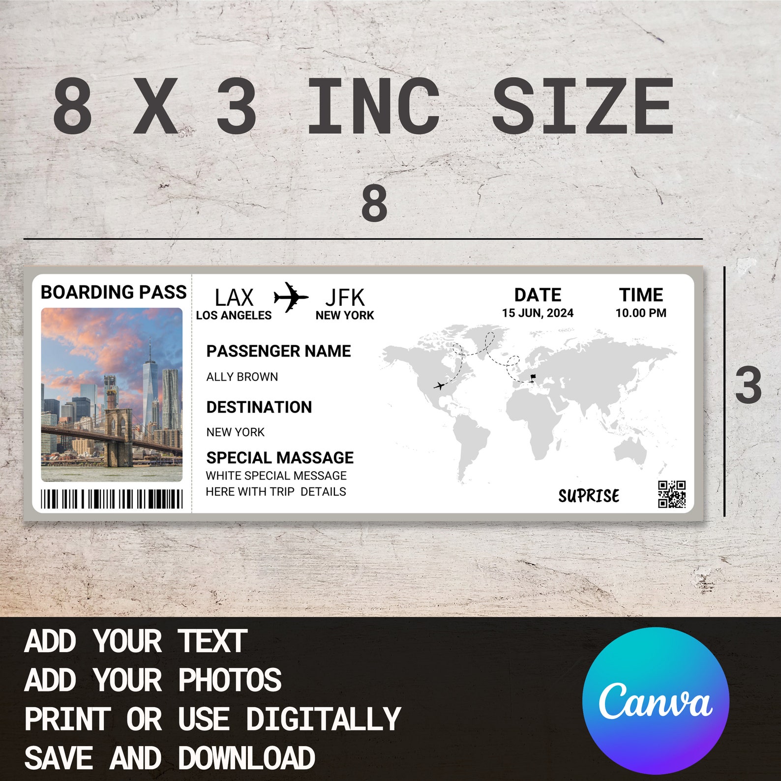 Editable Boarding Pass Template Printable Airline Ticket Boarding Pass ...