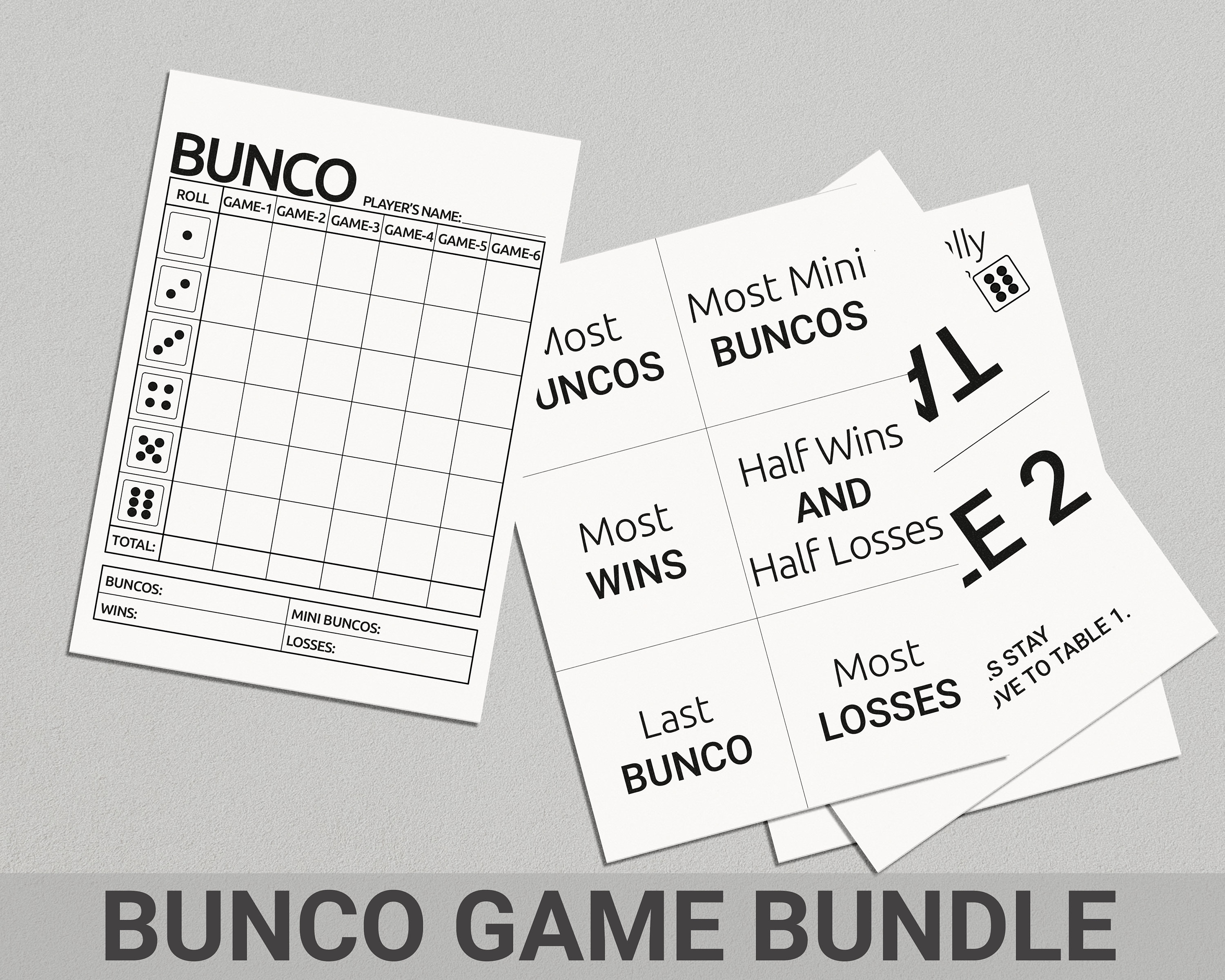 Printable Bunco Game Bundle | Bunco Game | Minimalist Bunco Printable ...
