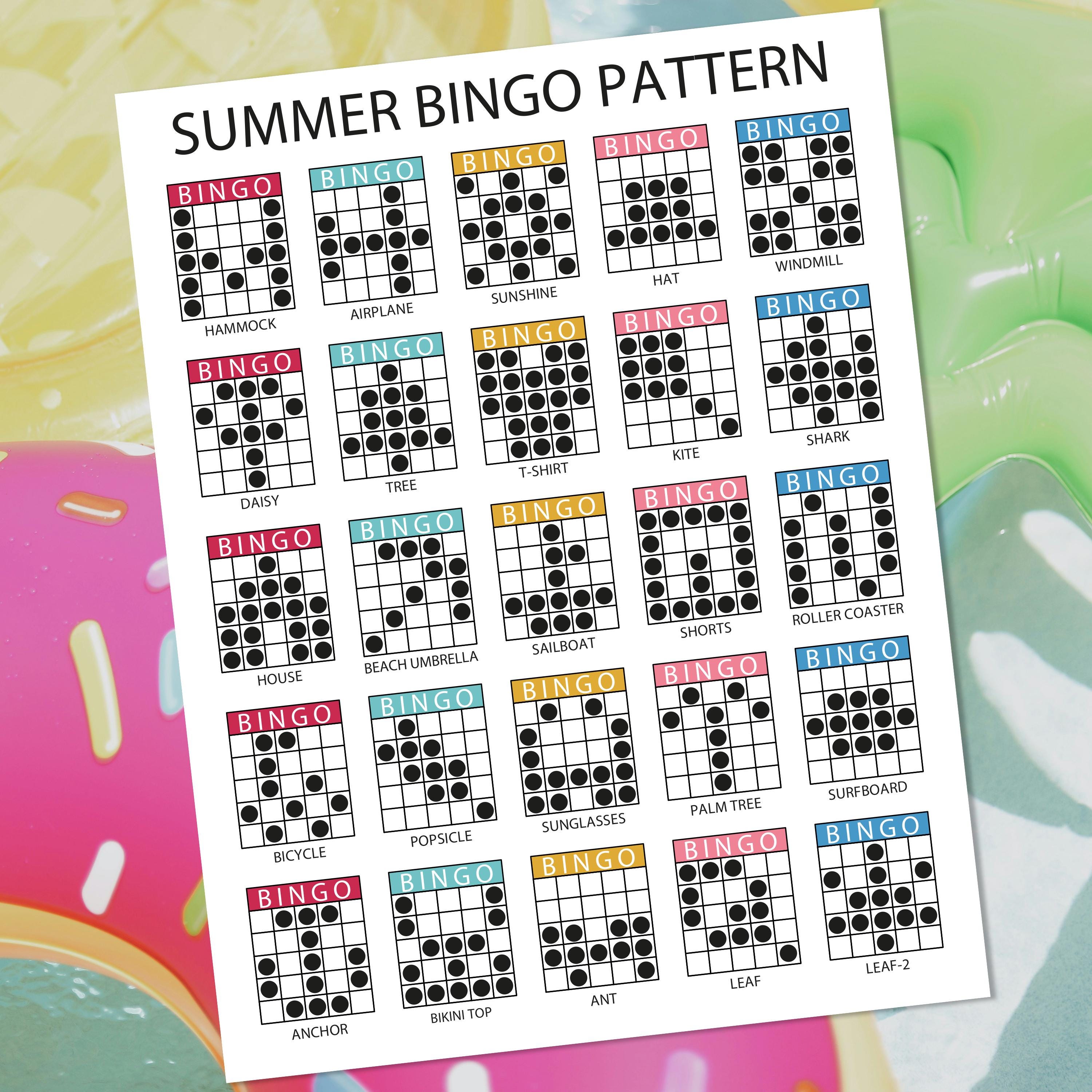 Summer Bingo Pattern | Summertime Bingo Card | Printable Summer Bingo ...