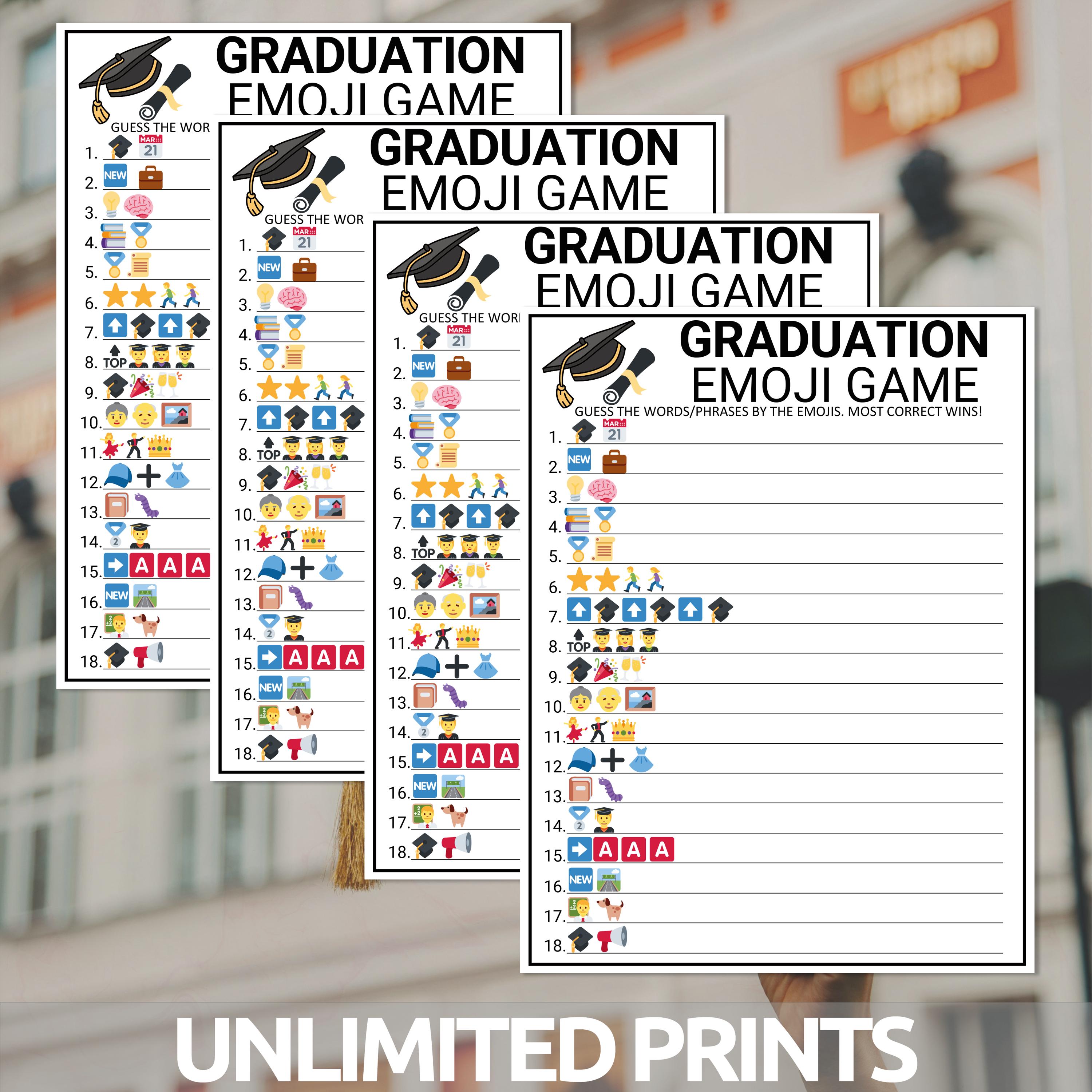 Graduation Emoji Pictionary Game | Printable Graduation Party Game ...