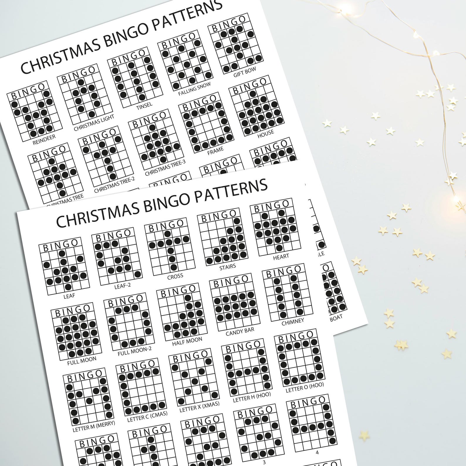 Christmas Bingo Patterns | Printable Christmas Bingo Party Game | 50 ...