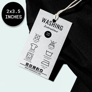 Editable Washing Instructions Card Template Printable Clothing Care ...