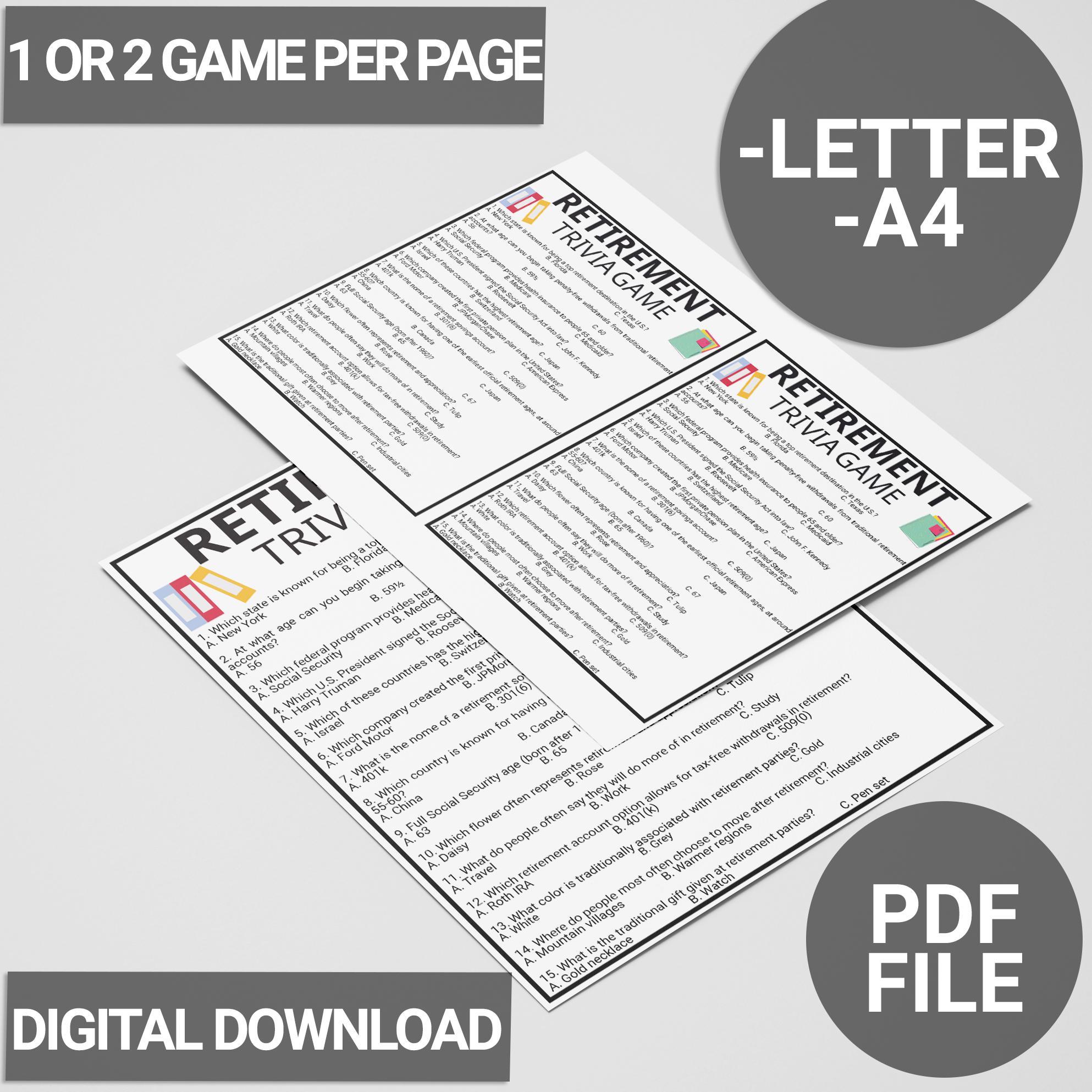 Retirement Trivia Game | Retirement Game | Retirement Party Game ...