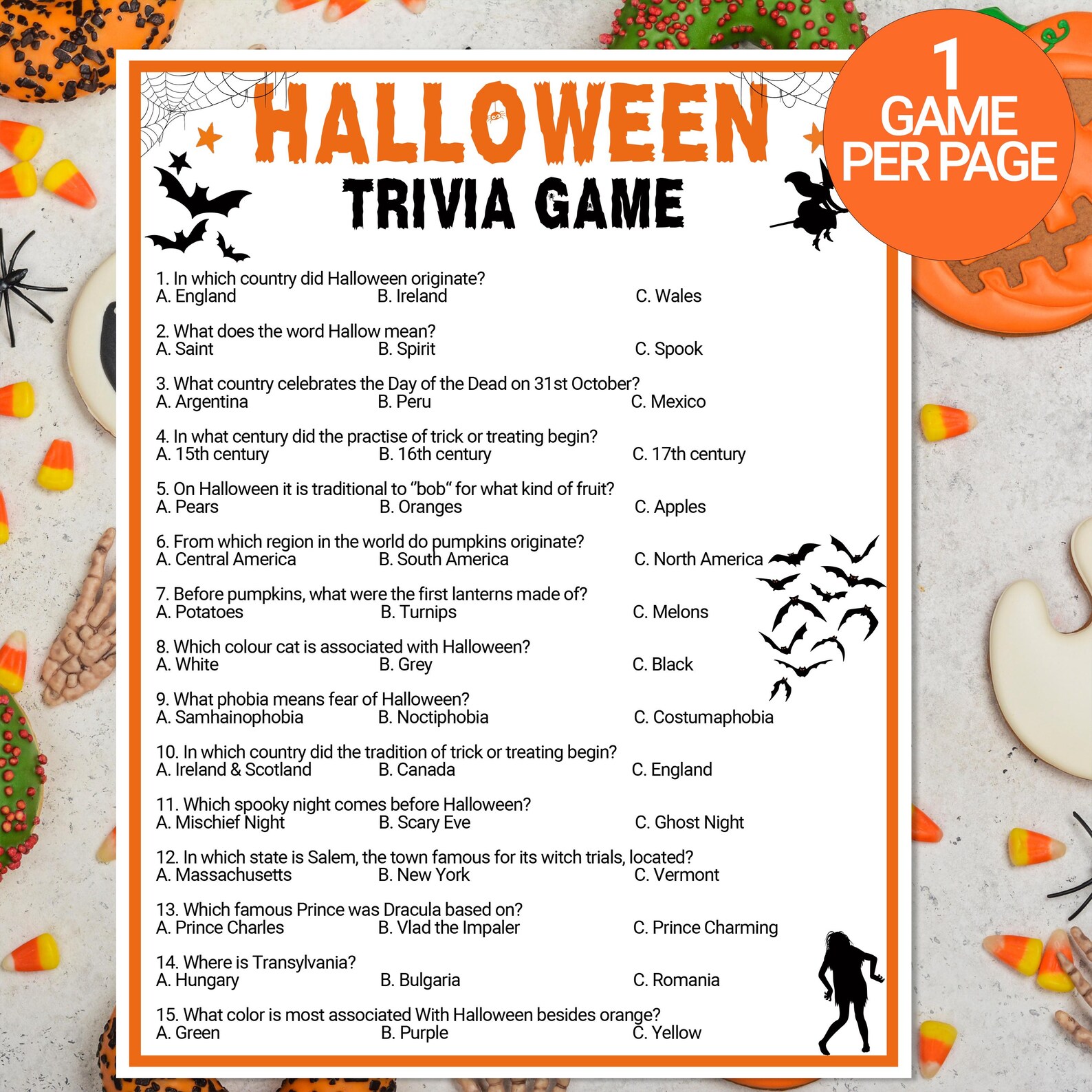 Halloween Trivia Game | Halloween Party Activity | Fun Halloween Party ...