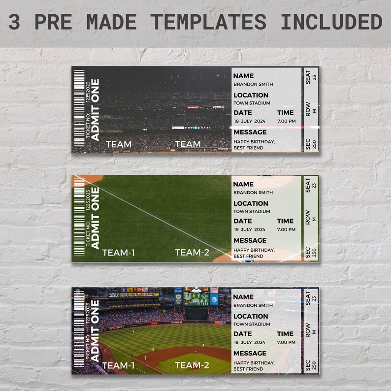 Baseball Game Ticket | Editable Baseball Ticket Gift | Birthday Baseball Ticket | Custom Fake ...