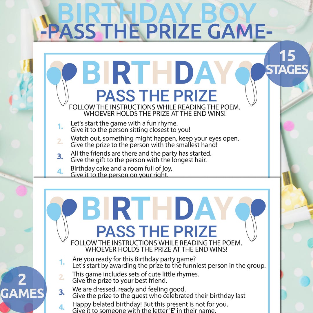 Printable Birthday Boy Game | Birthday Pass the Gift Game | Boys ...