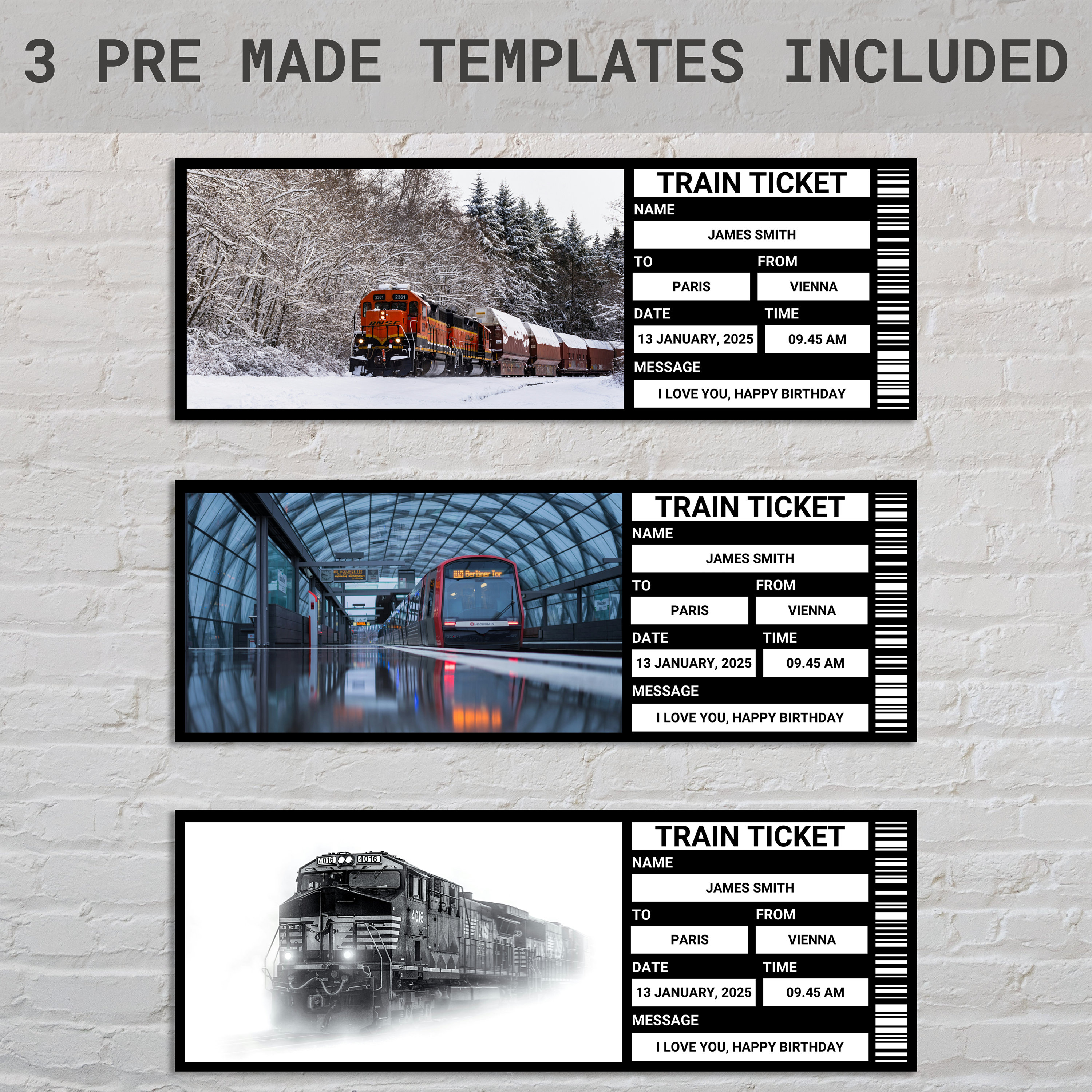 Train Ticket Template Train Ticket Editable Train Ticket Template ...