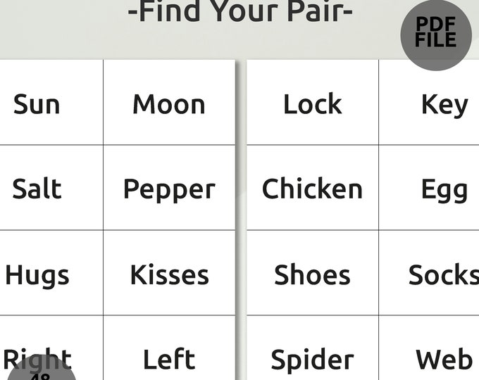 Find Your Pair Icebreaker Game, Printable Office Party, Gathering, and ...