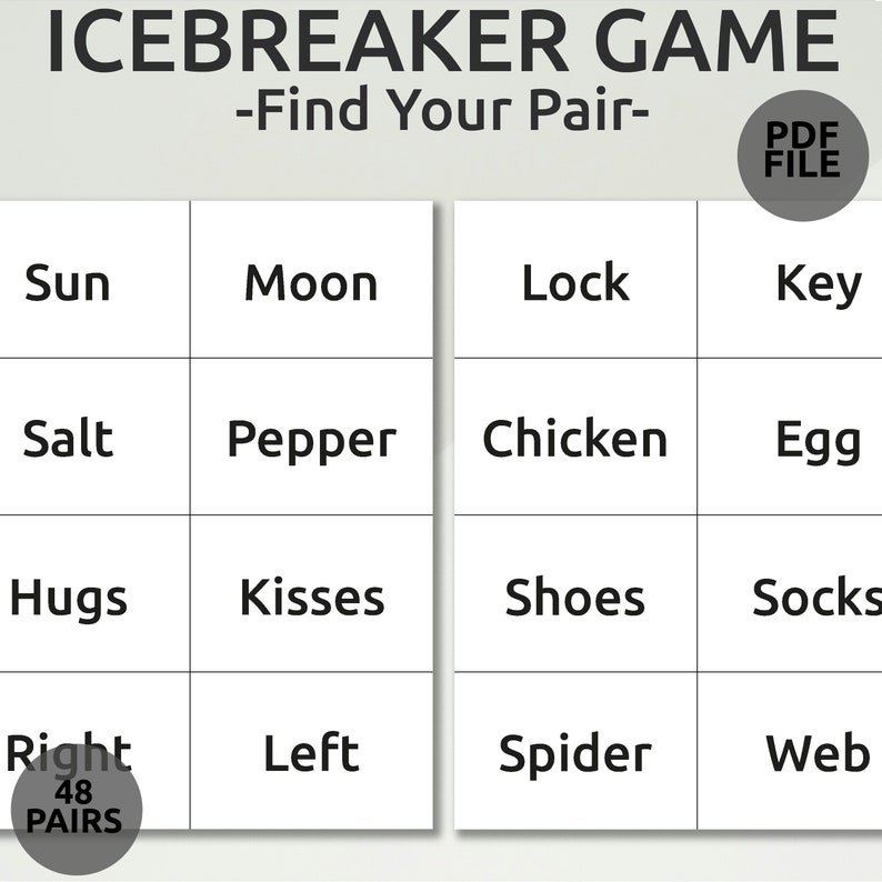 Find Your Pair Game | Get to Know You Game | Icebreaker Game ...