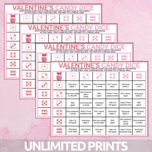 Printable Valentines Dice Game | Valentine's Day Candy Dice Game ...