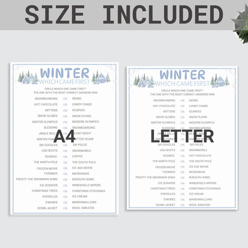 Winter Which Came First Game | Printable Winter Trivia Game | Family ...