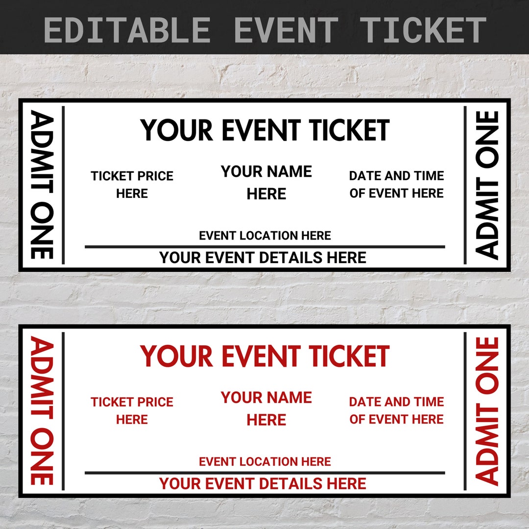 Editable Event Ticket | Party Invitation Ticket | Printable Event ...