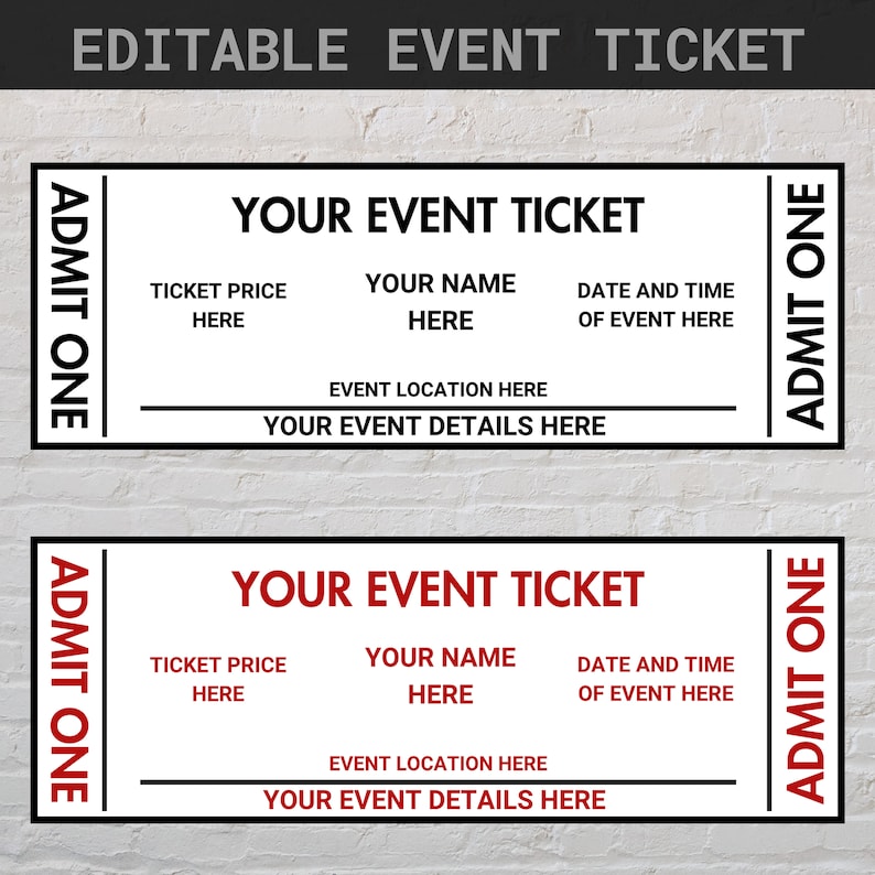 Editable Event Ticket | Party Invitation Ticket | Printable Event ...