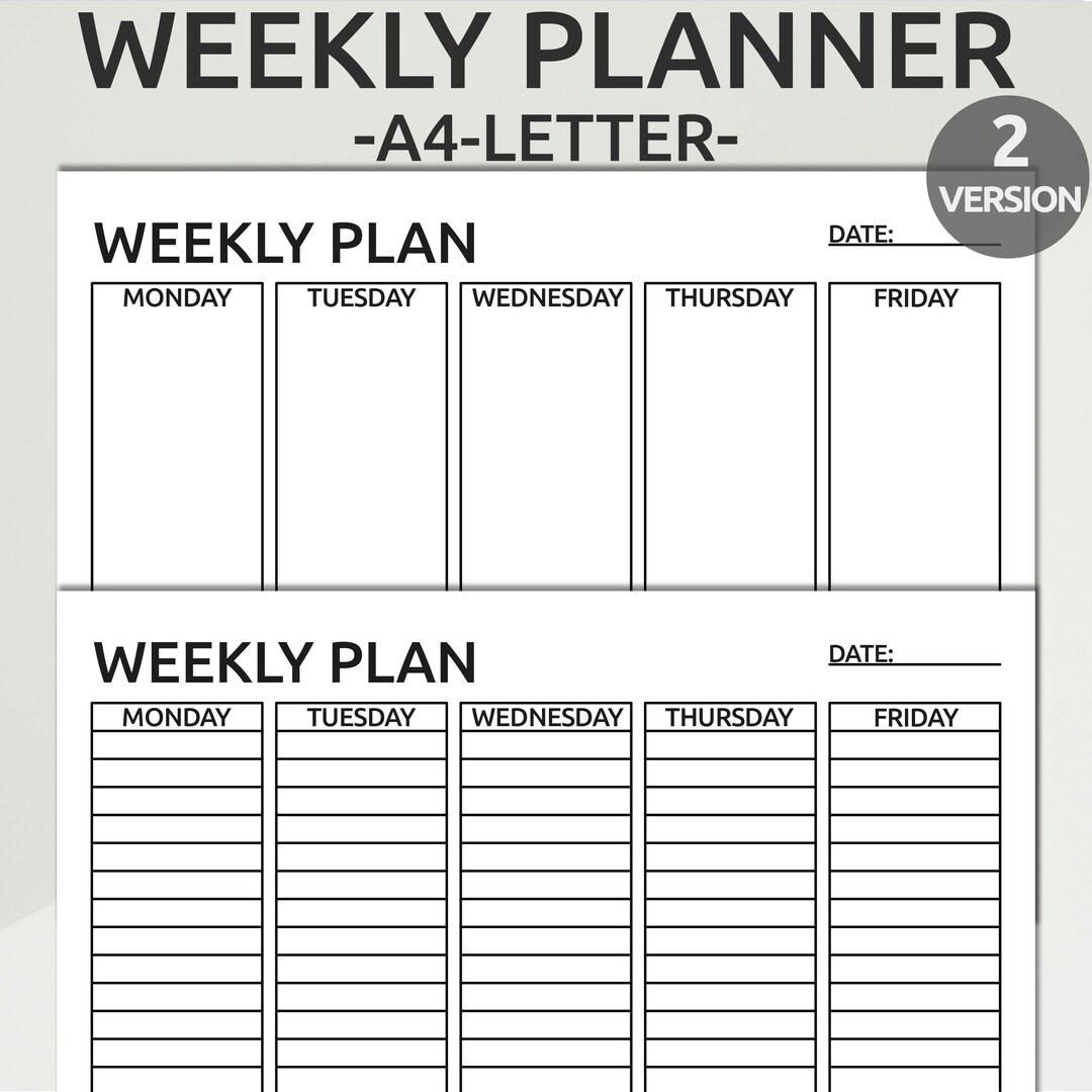 Weekly Schedule Template Weekly Planner Printable Weekly Planner ...