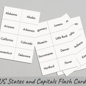 Printable US States and Capitals Flash Cards | Educational Activities ...