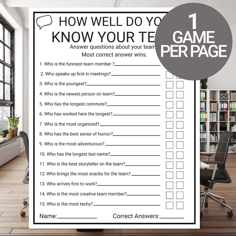 Office Trivia Team Building Games | Team Building Games | Coworker ...