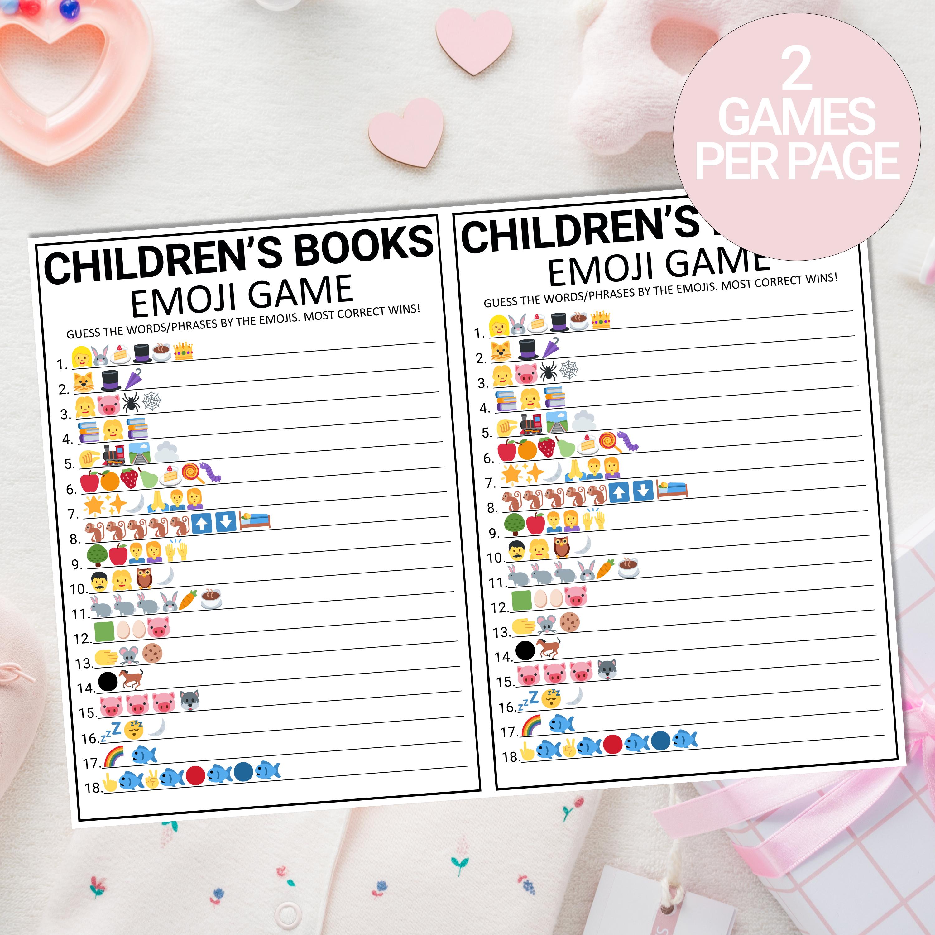Children's Books Printable Emoji Quiz | Children's Book Emoji Game ...