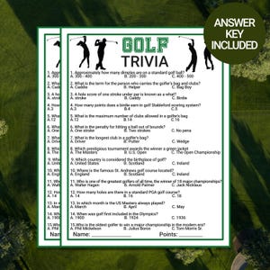Golf Trivia Game | Golf Team Party Game | Printable Golf Party Game ...