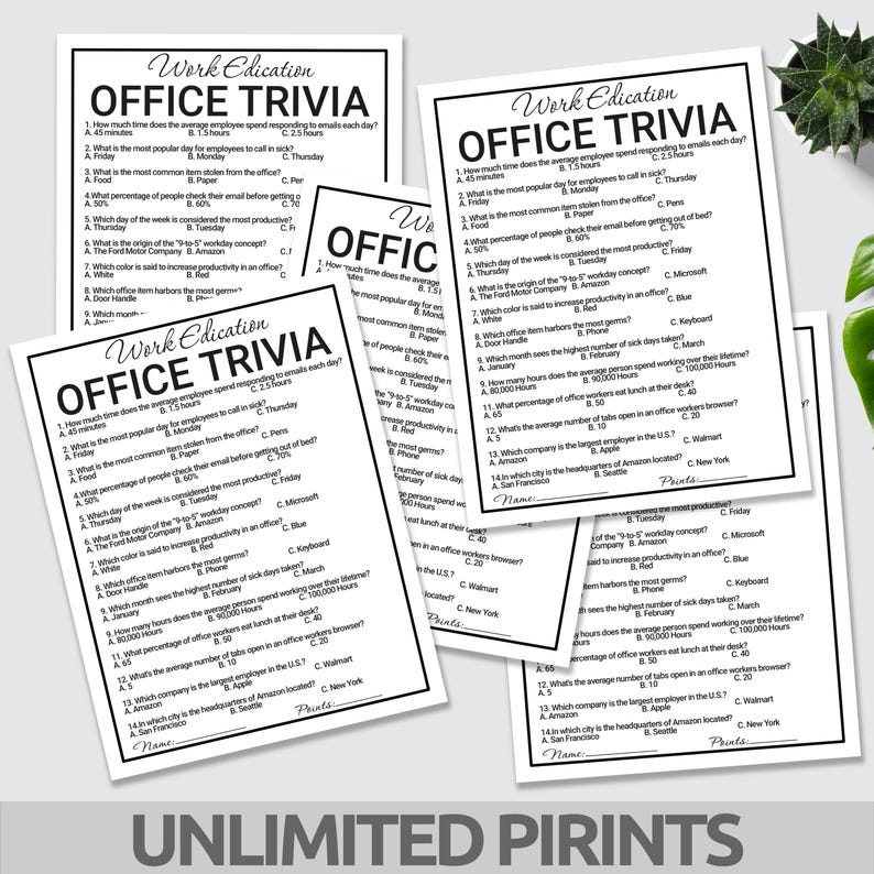 Office Trivia Game | Office Trivia Team Building Game | Office Party ...