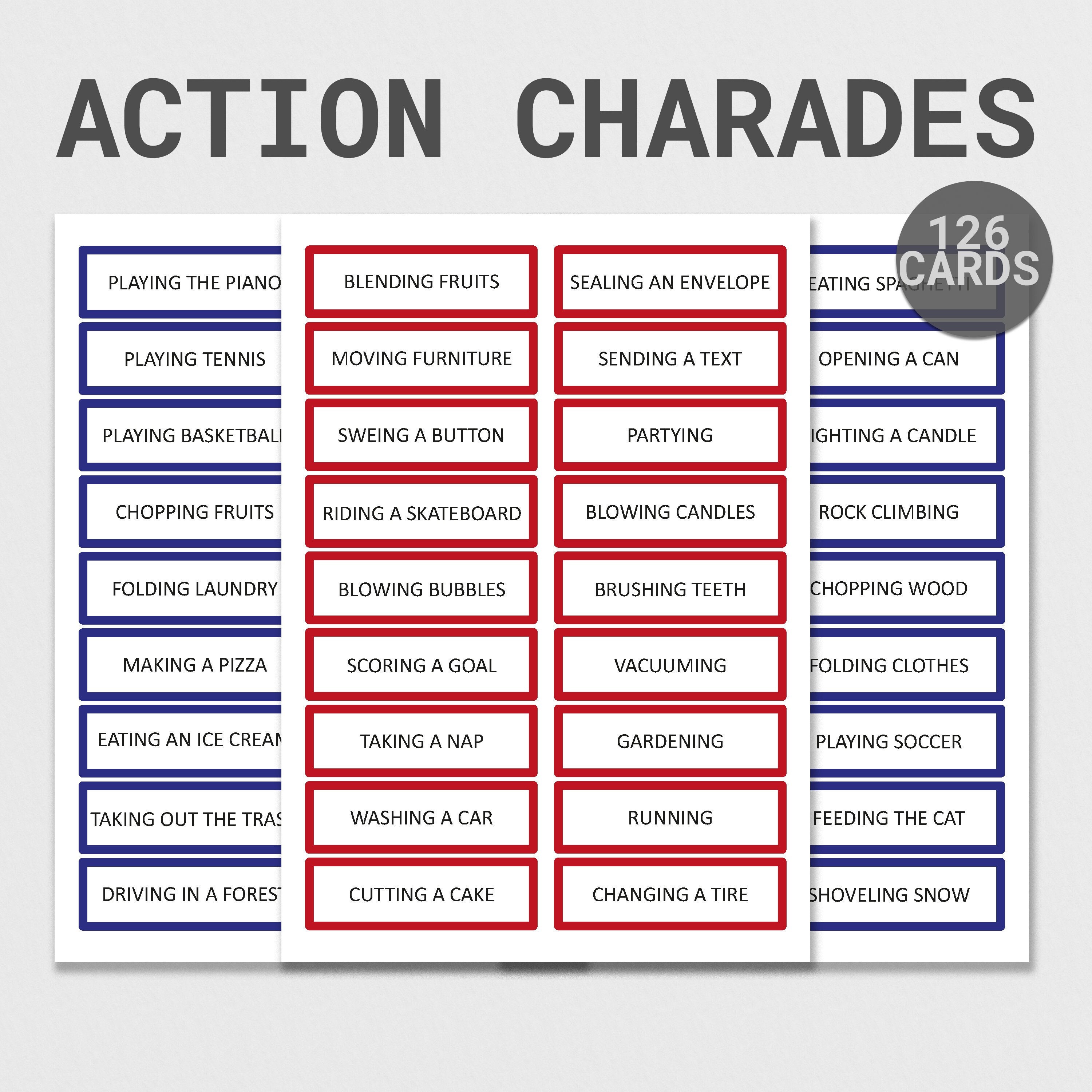 Printable Charades Game Family Charades Game Printable Charades for ...