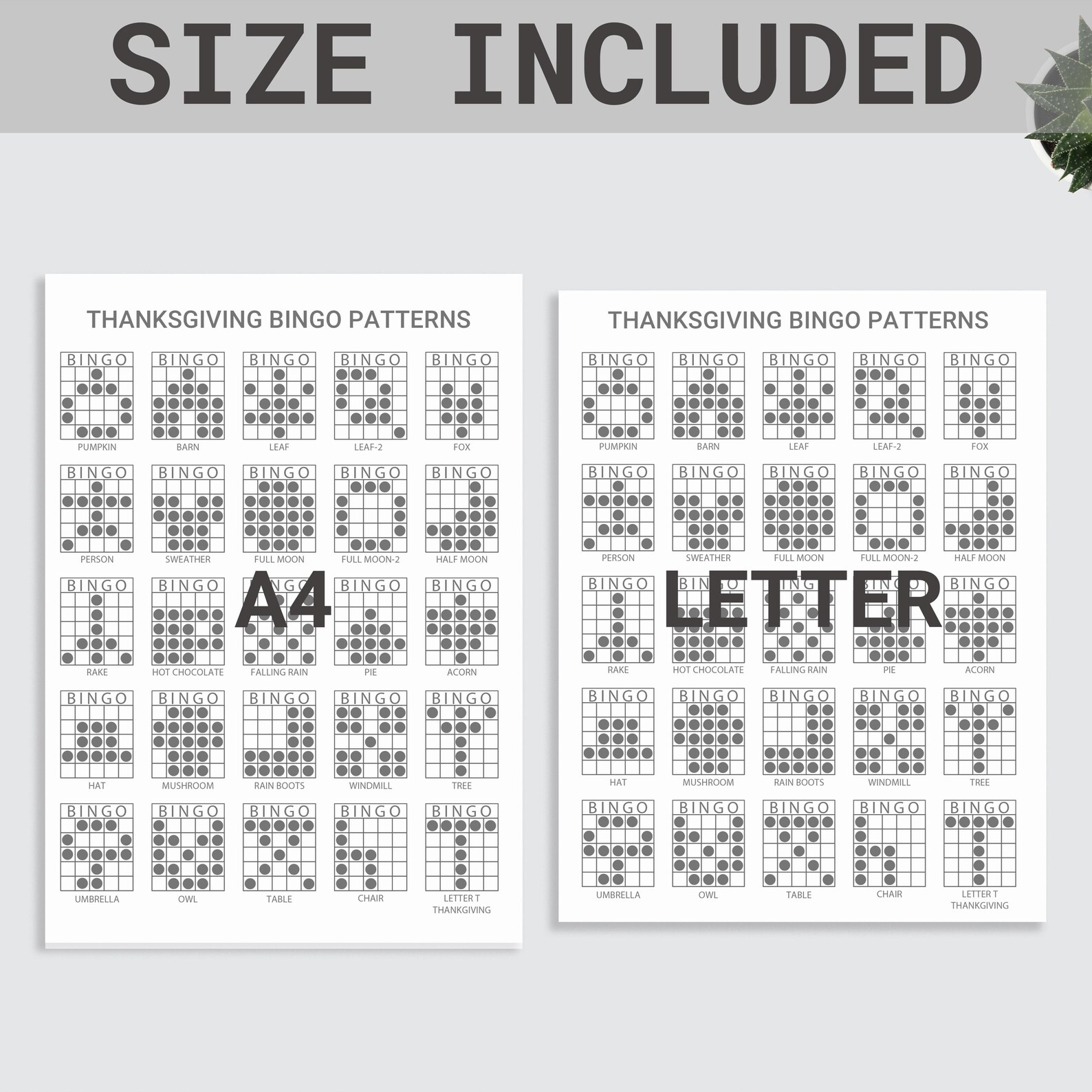 Thanksgiving Bingo Patterns | Printable Thanksgiving Bingo Party Game ...