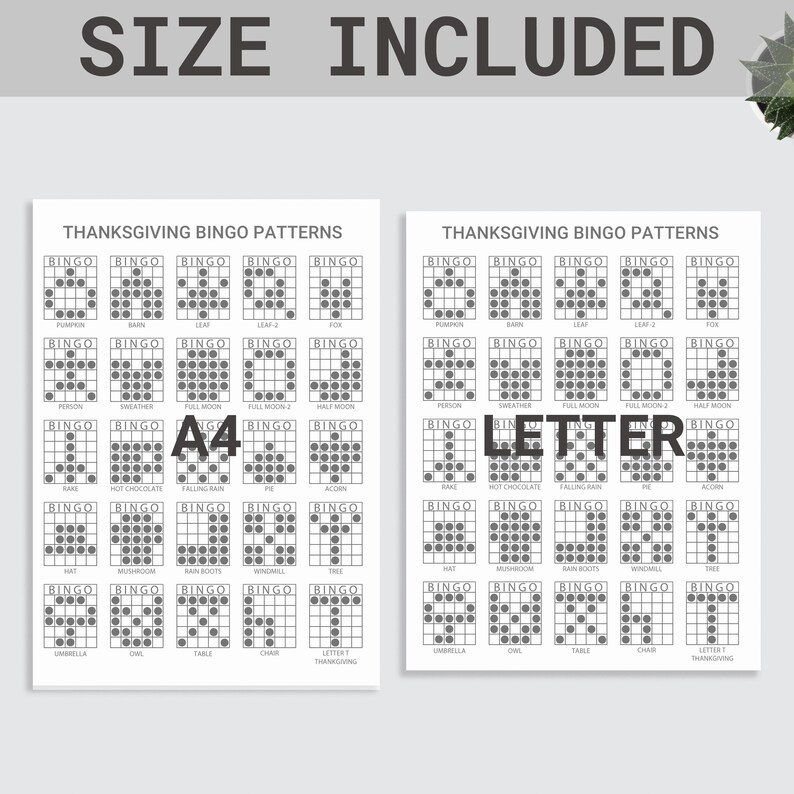 Thanksgiving Bingo Patterns | Printable Thanksgiving Bingo Party Game ...