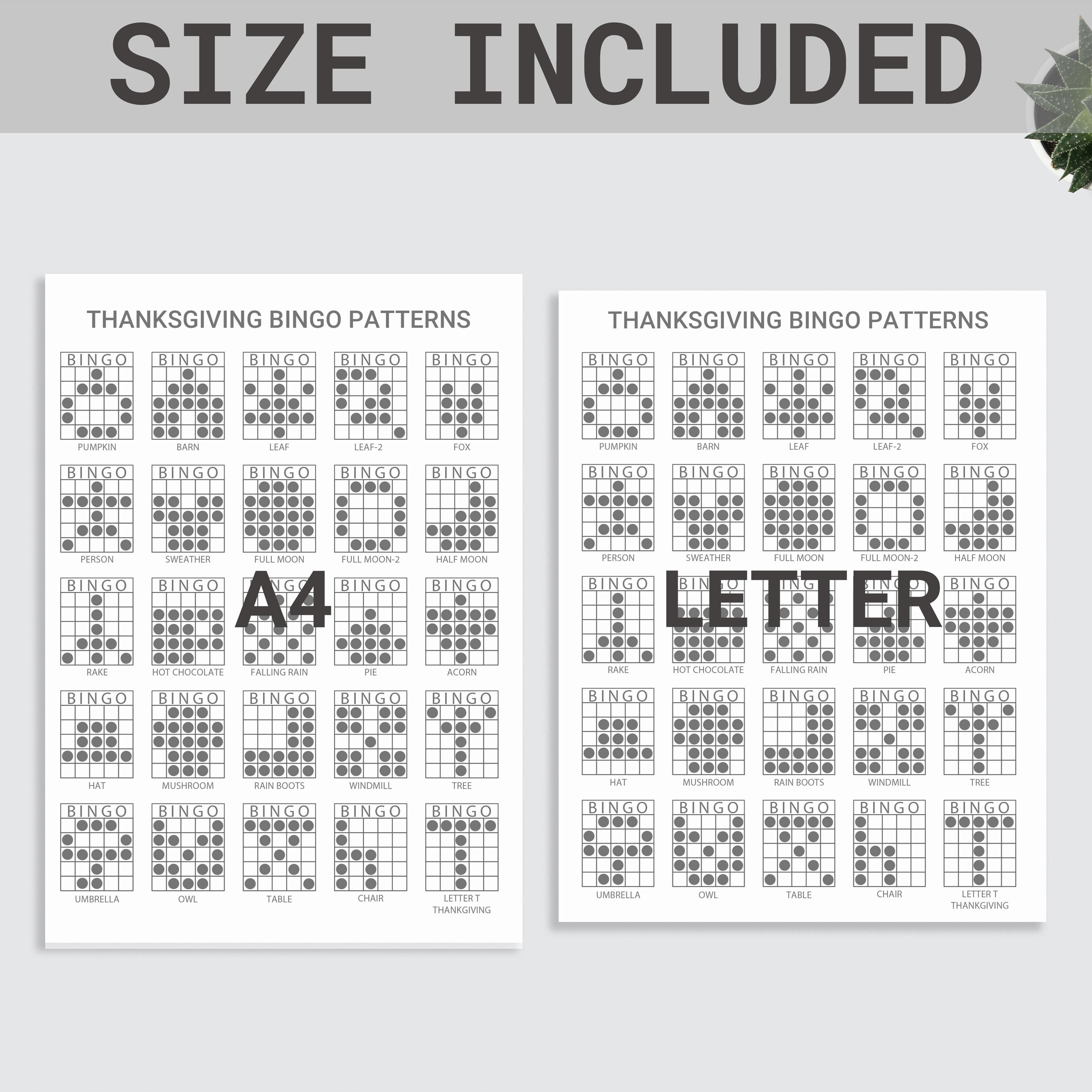 Thanksgiving Bingo Patterns | Printable Thanksgiving Bingo Party Game ...
