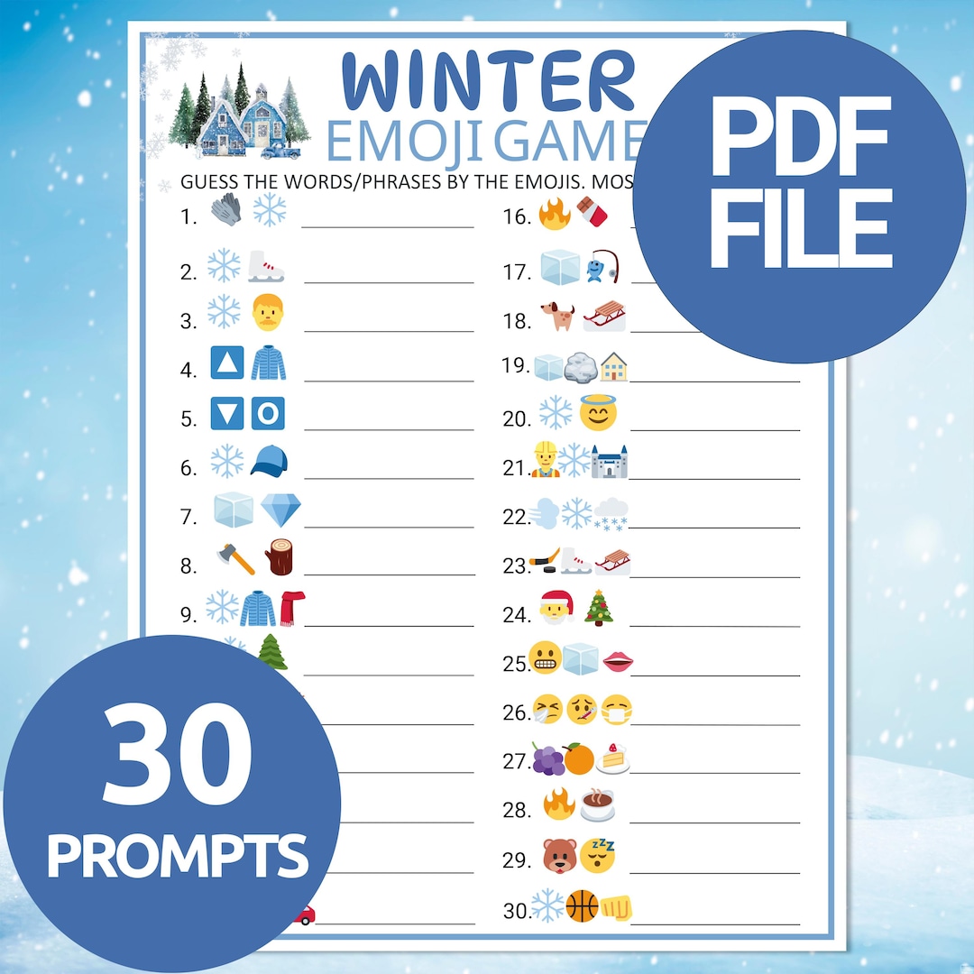 Winter Emoji Game | Winter Emoji Pictionary Game | Fun Printable Winter ...