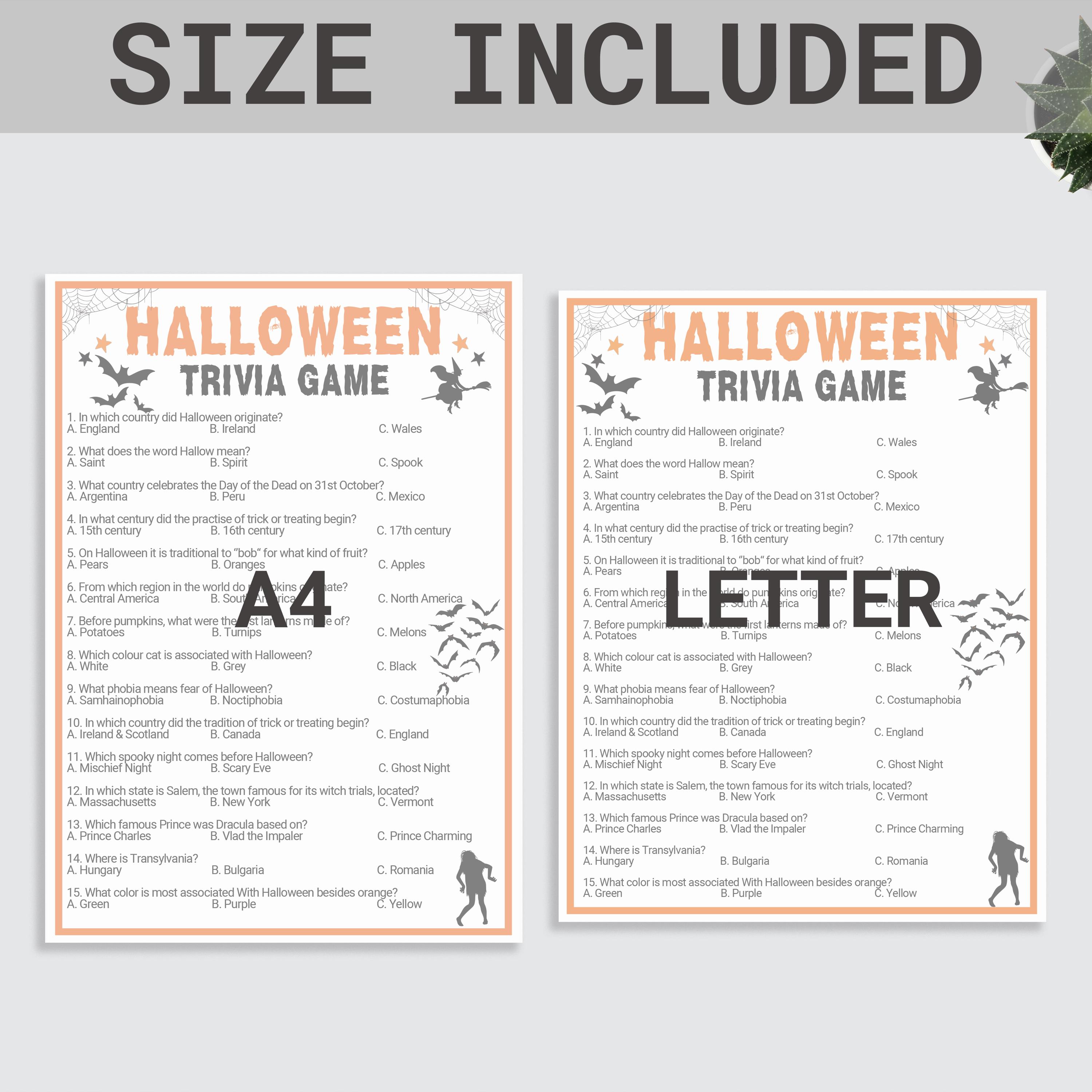Halloween Trivia Game | Halloween Party Activity | Fun Halloween Party ...